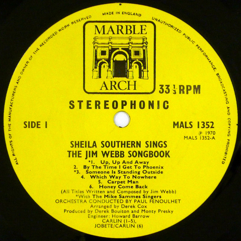 manual of errors SONOTA [ Sheila Southern / Sings The Jim Webb Song Book ]